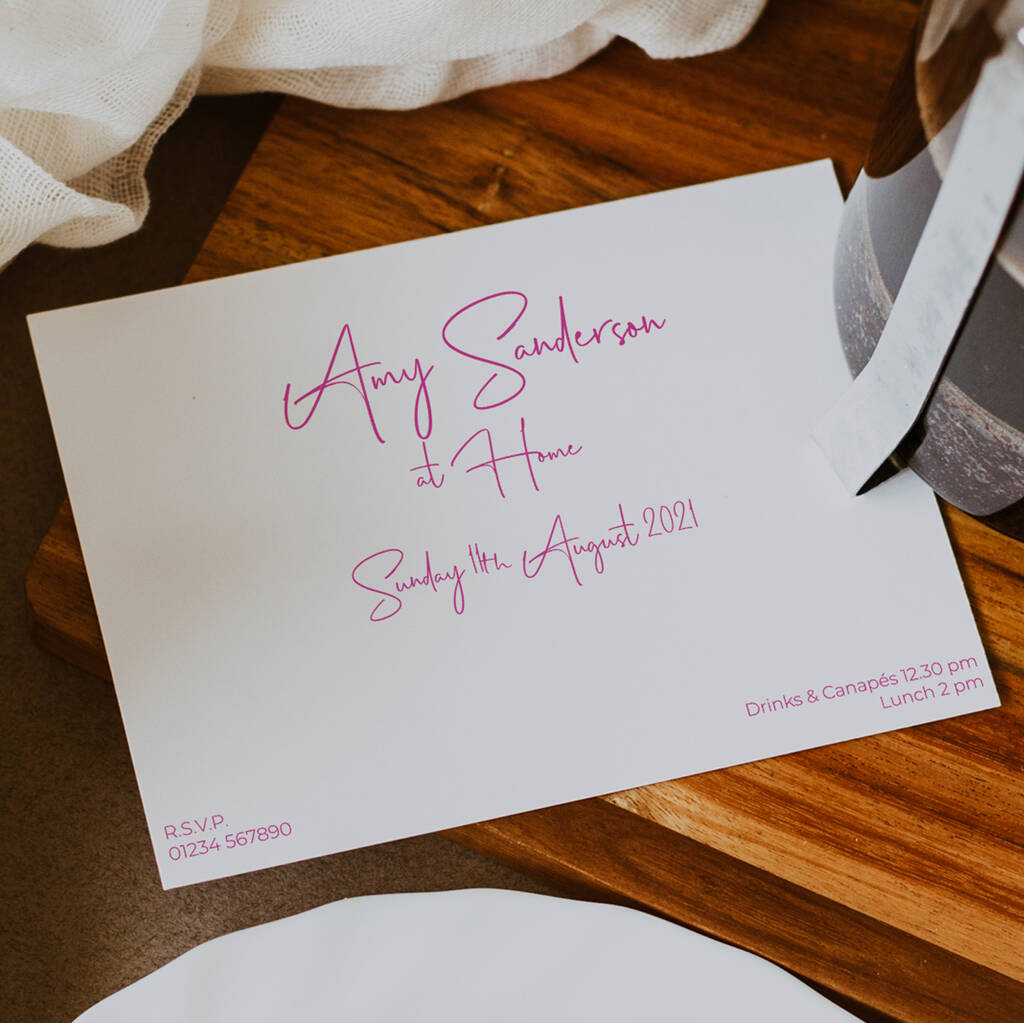 Modern At Home Invitations Choose Font And Colour By Lunella ...