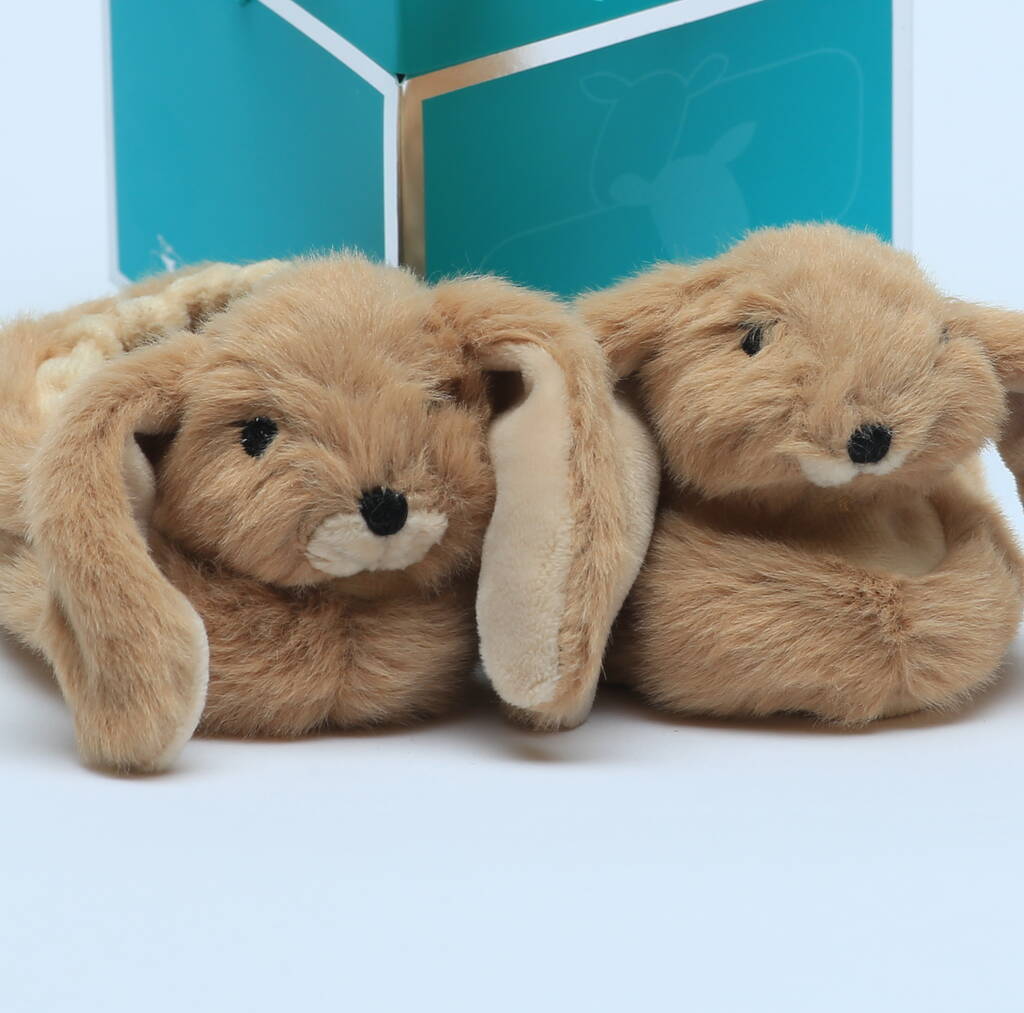Personalised Brown Bunny Baby Slippers In Pop Up Box By Jomanda #Softer ...