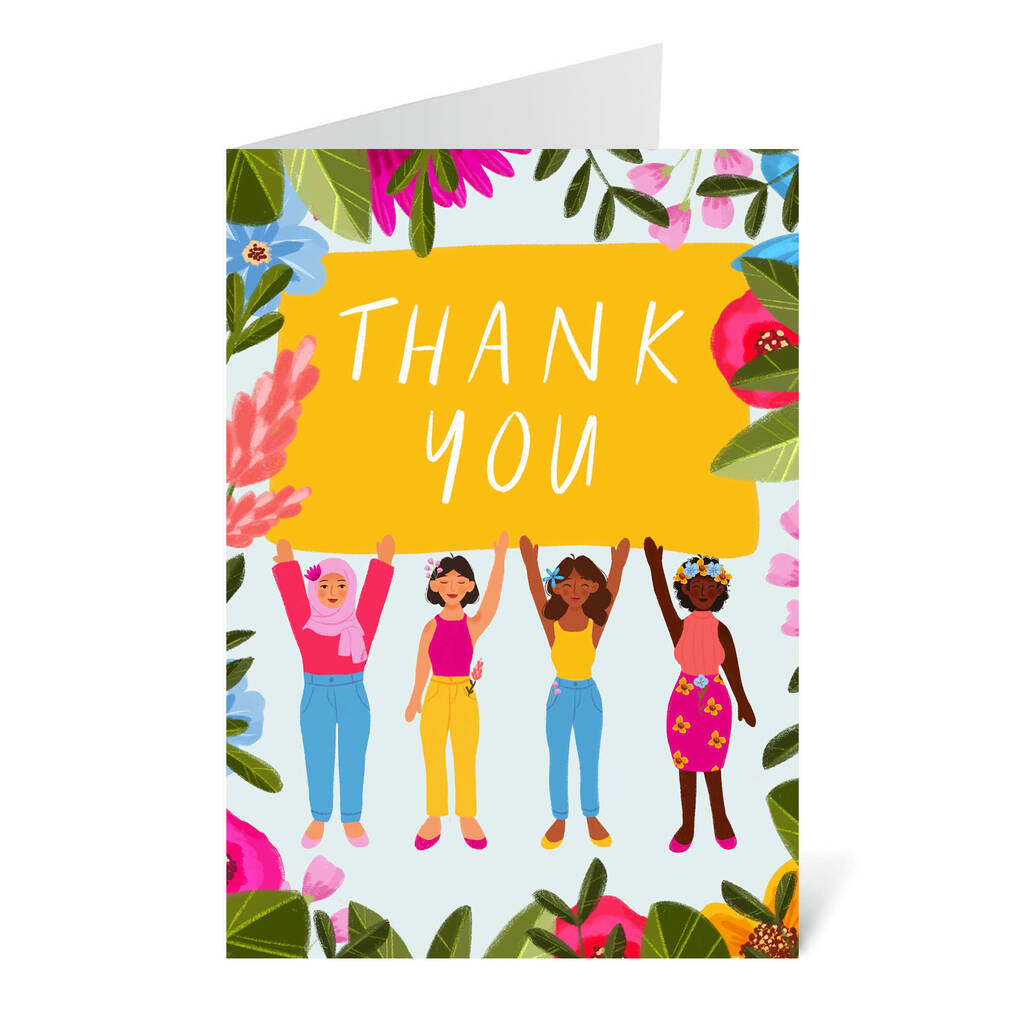 'Thank You' Floral Women Greetings Card By Flourish Paperworks