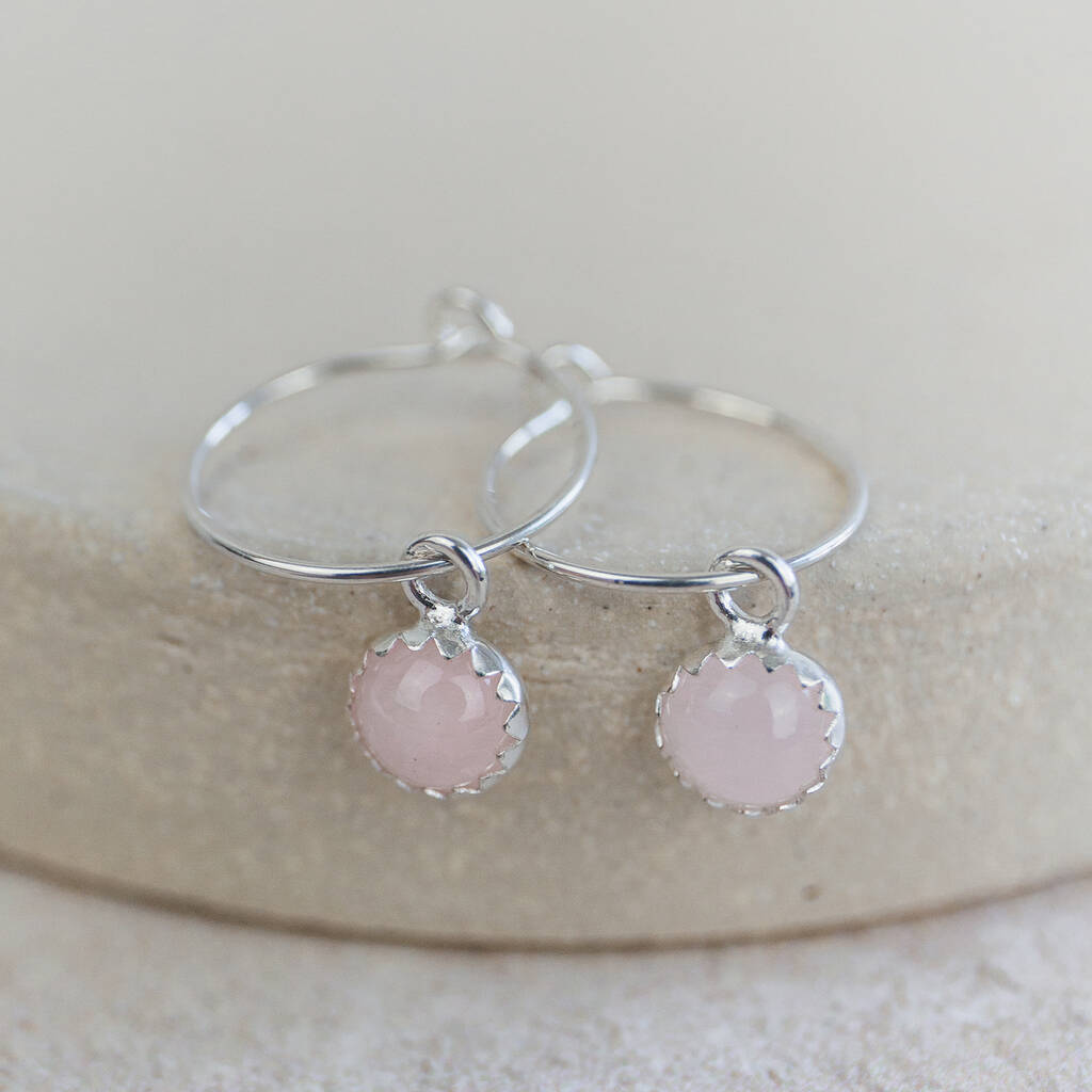 Sterling Silver And Semi Precious Stone Hoop Earrings By Lucy Kemp ...