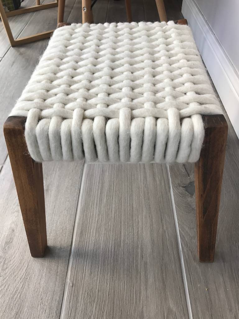 upcycled 70's woven stools with felted merino wool by perch upholstery ...
