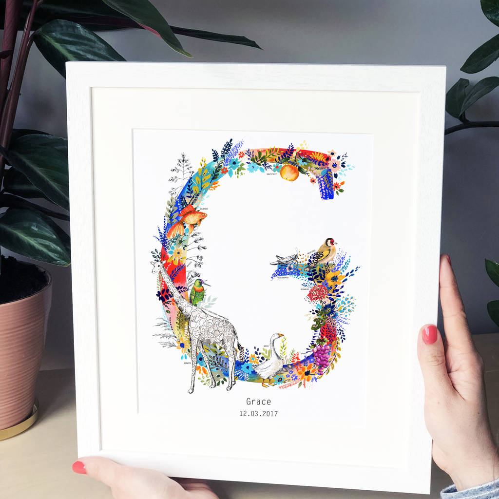 Personalised A To I Bright Wildlife Letter Print By Charlotte Jones ...