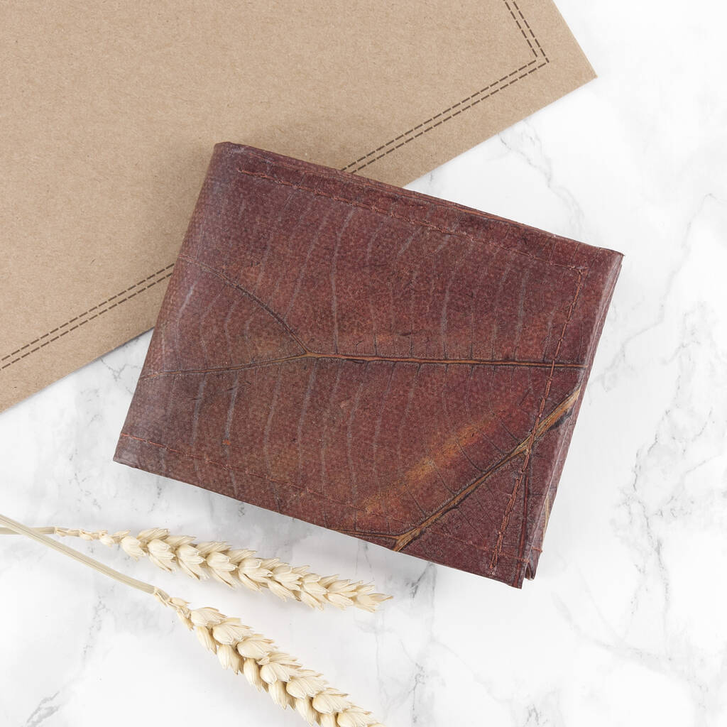 Vegan Teak Leaf Leather Men's Wallet By JUNGLEY | notonthehighstreet.com