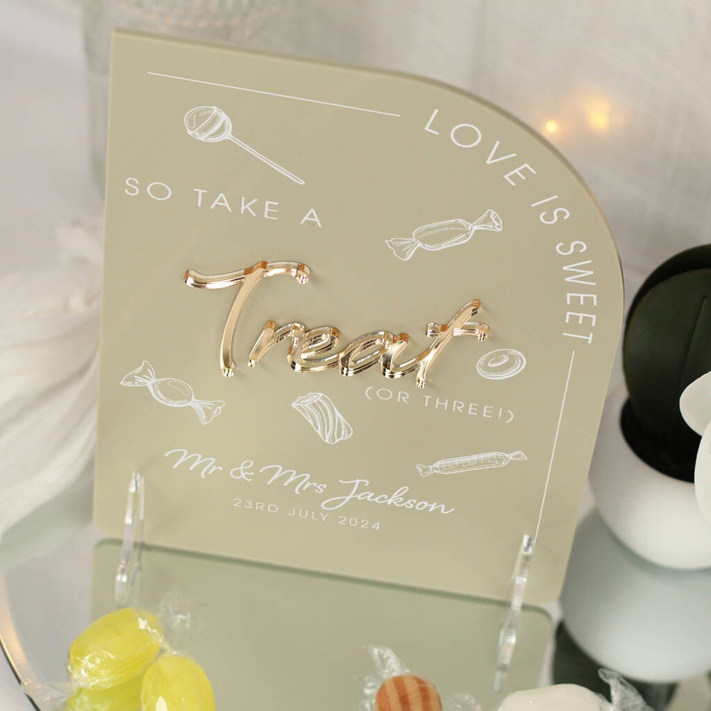 Modern Arch Wedding Sweet Bar Acrylic Sign By Love Lumi Ltd