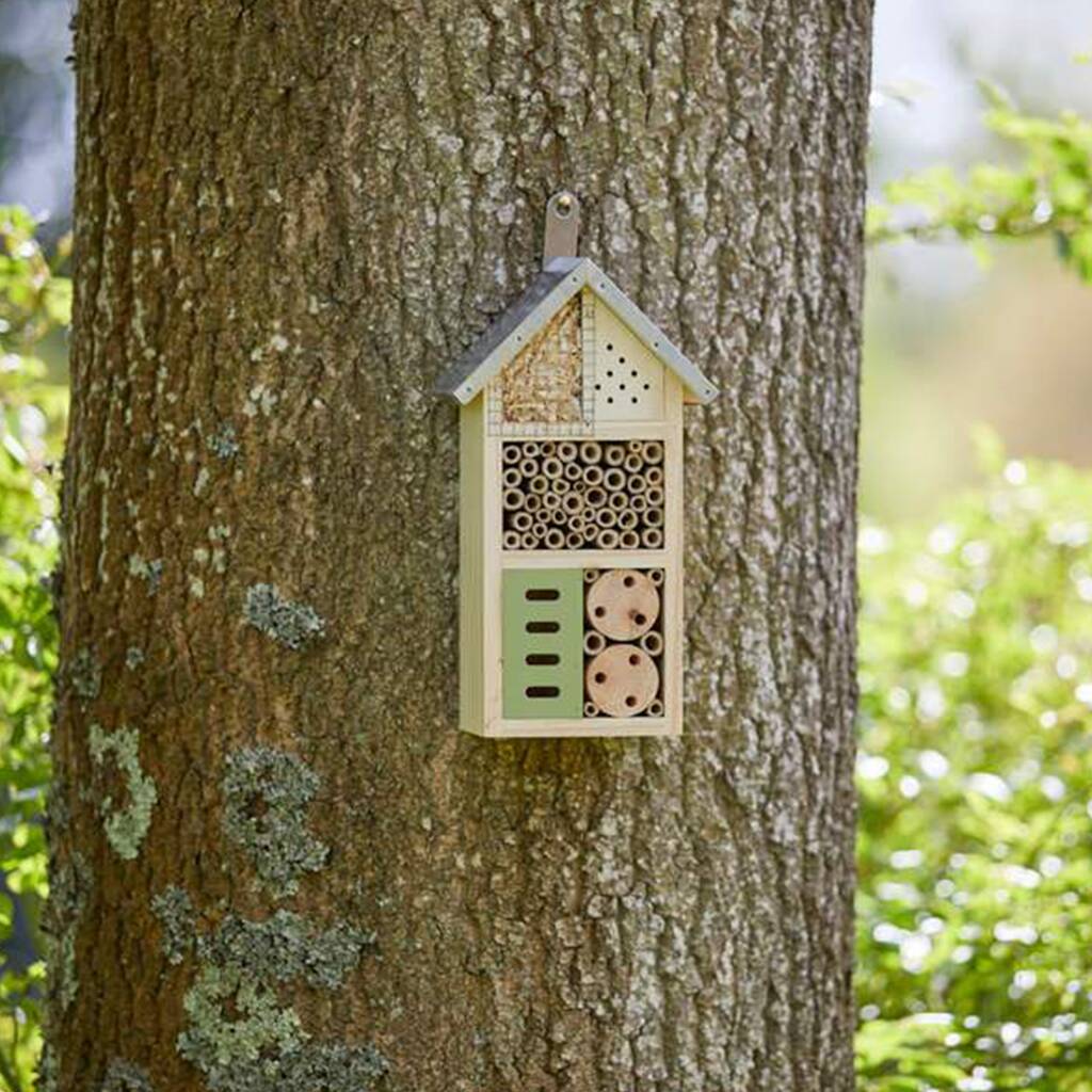 Three Floor Wooden Insect House With Metal Roof By Garden Gifts ...