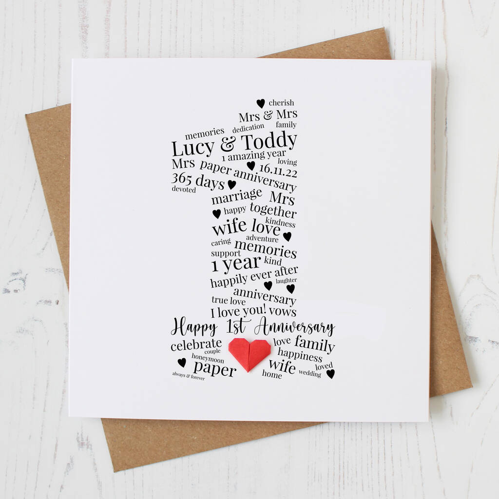 Personalised 1st Paper Wedding Anniversary Card By Hope and Love ...