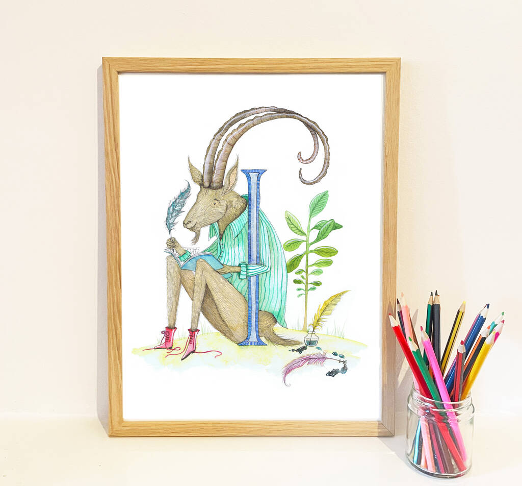 I Is For Ibex Alphabet Art Print By E.C Woodard Studio ...