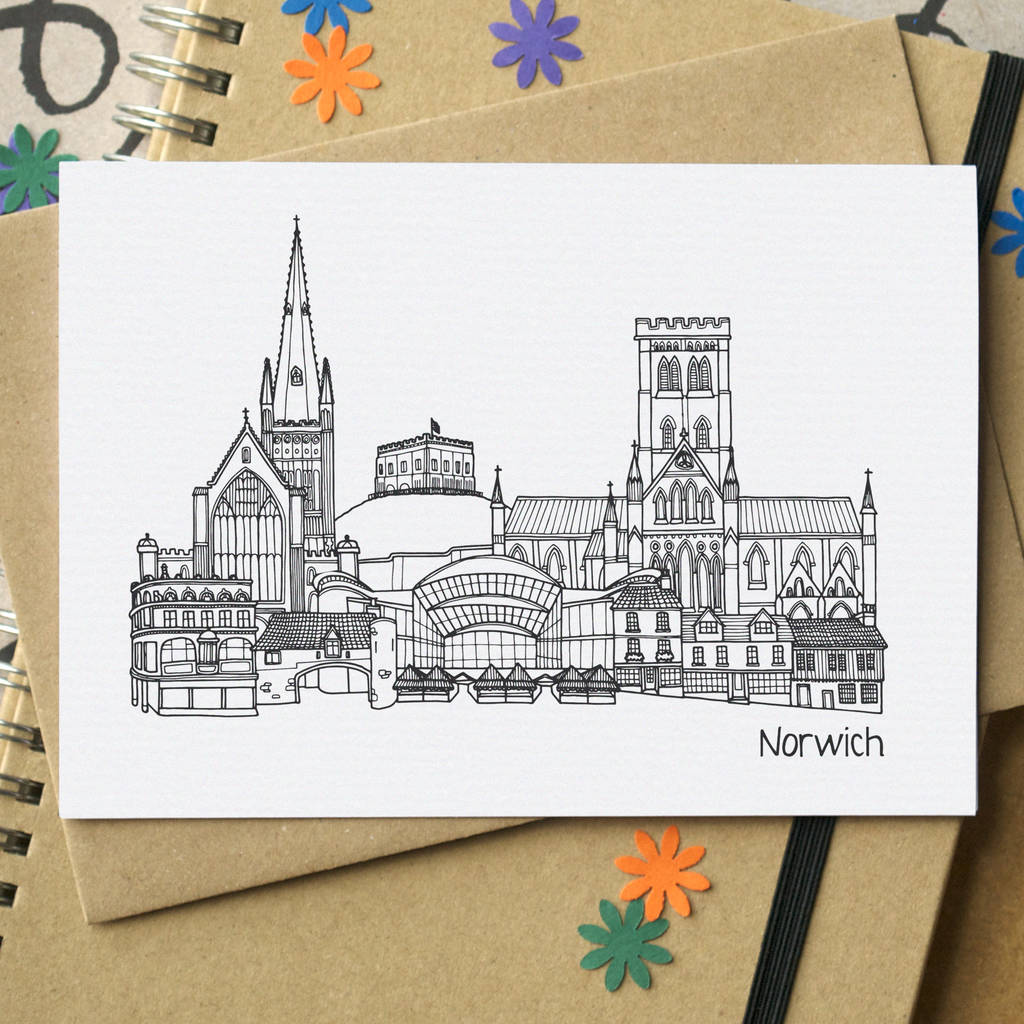 Norwich Skyline Art Print Unframed By Becka Griffin Illustration ...
