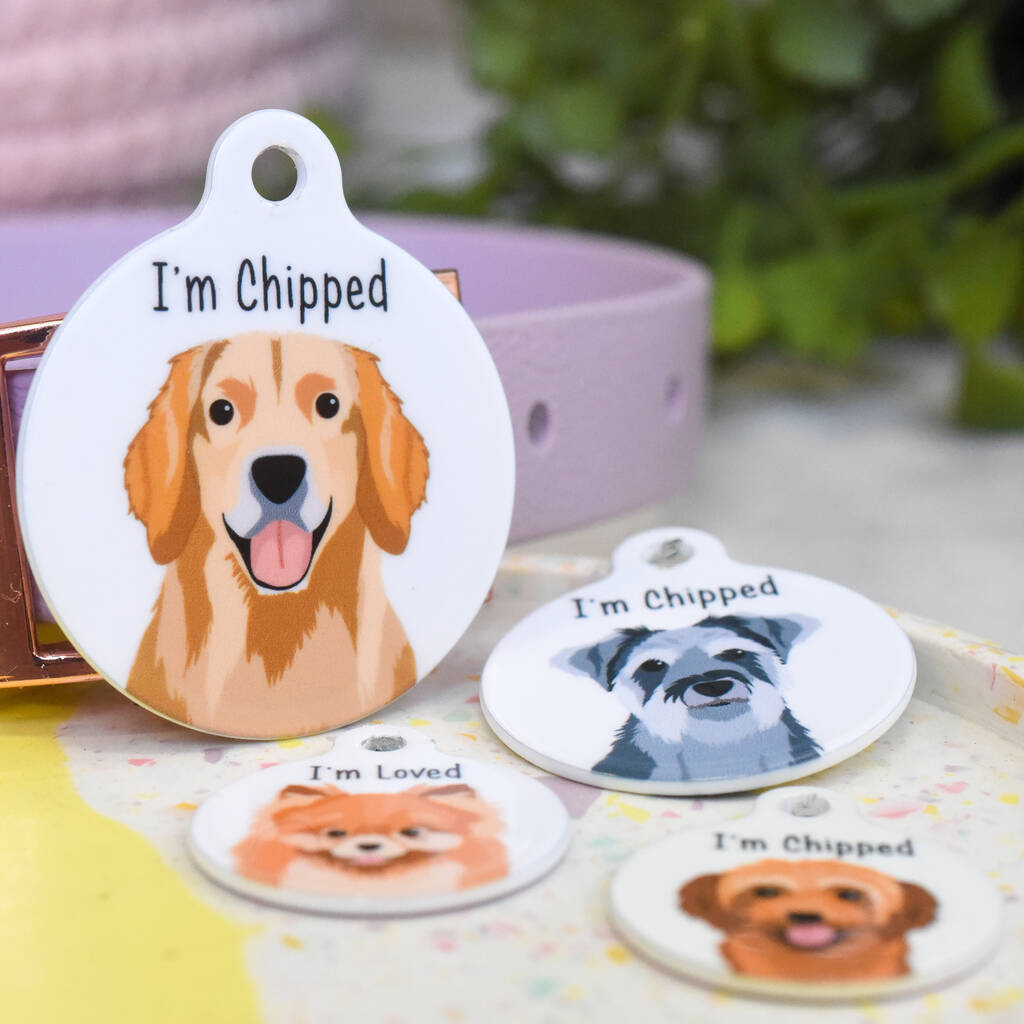 Bold Dog Breed Premium Illustrated Name Tag By Hoobynoo