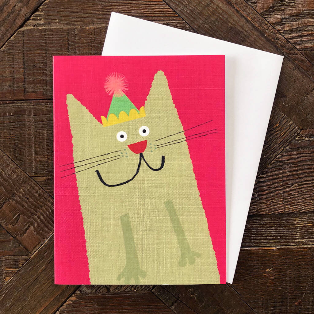 Mini Party Cat Greetings Card By Kali Stileman Publishing