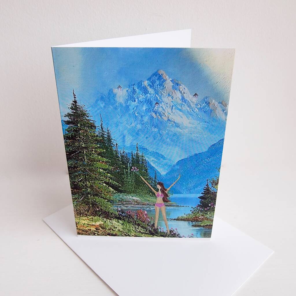 Girl In Mountains Landscape Birthday Card By Kabinshop ...