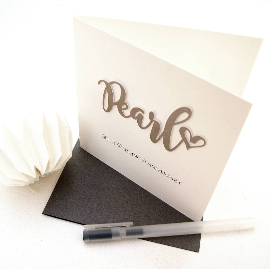 30th Pearl Wedding Anniversary Card By The Hummingbird Card Company 30th Pearl Wedding Anniversary Card By The Hummingbird Card Company
