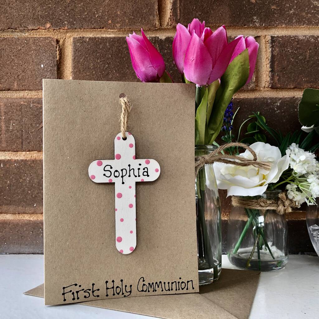 Personalised First Communion Cross Wooden Keepsake Card By Craft Heaven ...