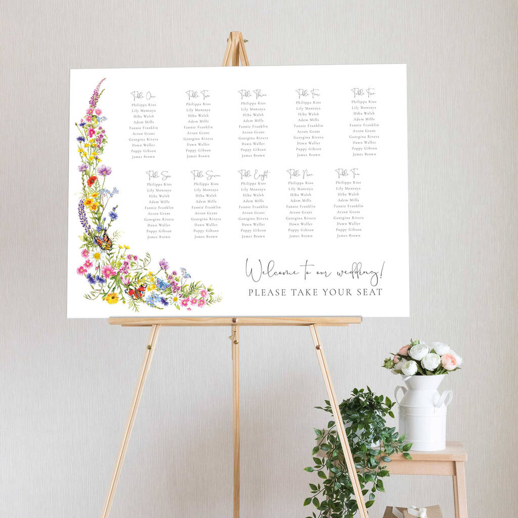 Wildflower Table Plan Board By Paper Willow