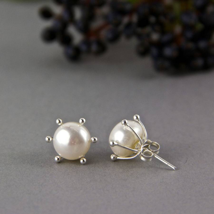Thumbelina Sterling Silver And Pearl Stud Earrings By Gaamaa ...