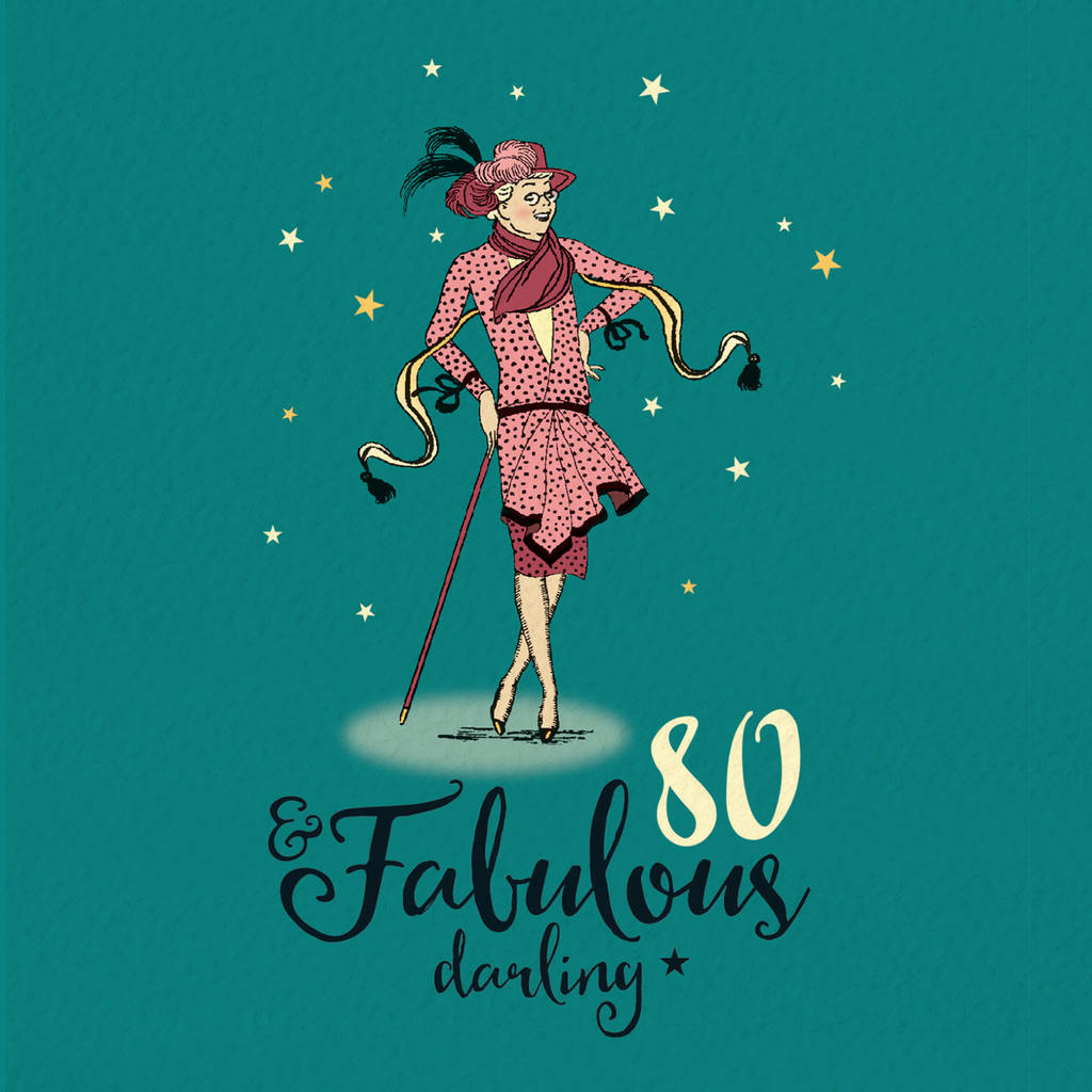 80th Birthday Card For Her Fabulous 80 By The Typecast Gallery