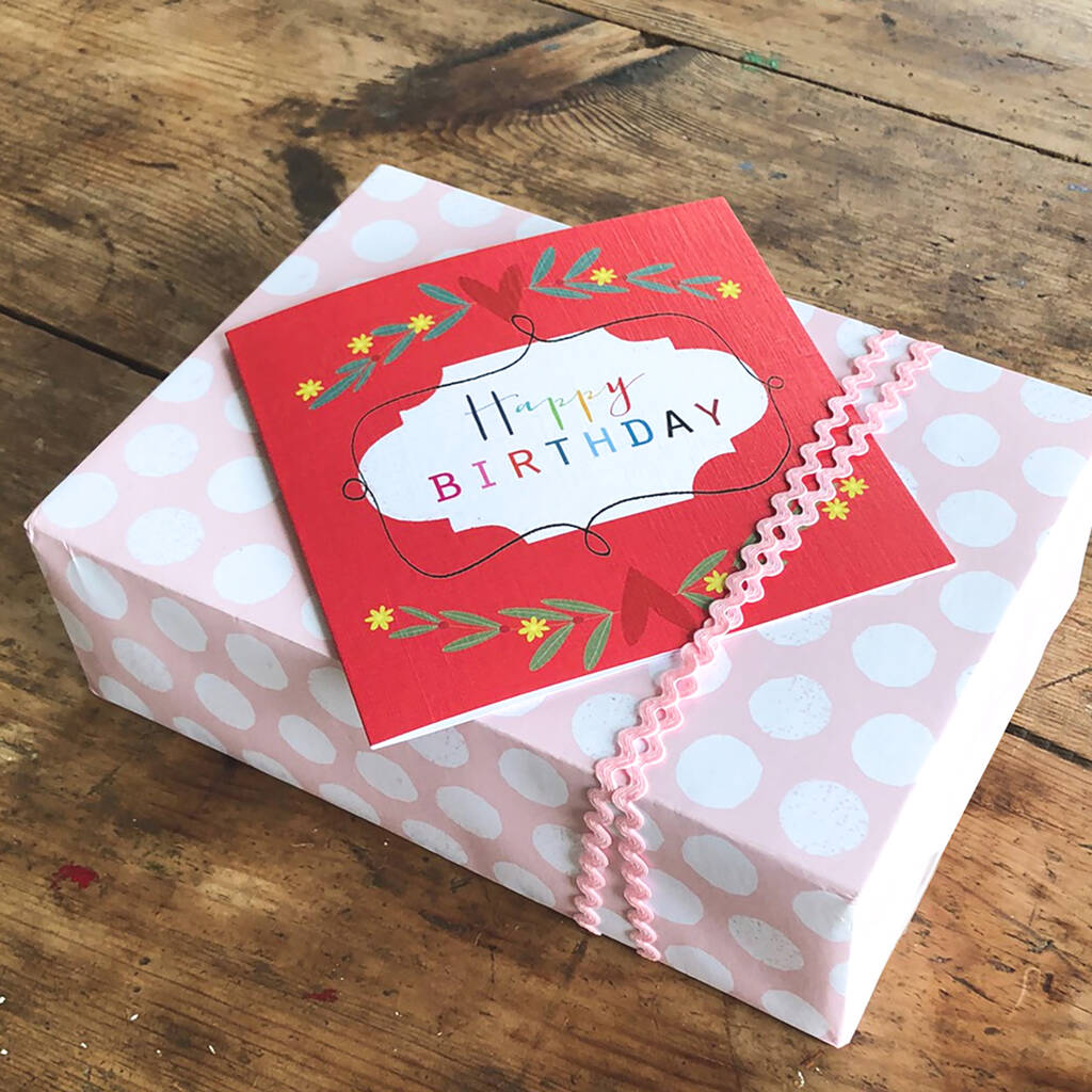 Red Motif Birthday Card By Kali Stileman Publishing