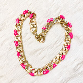 Chunky Wrapped Thread Statement Chain Necklace By Lucy Loves Neko