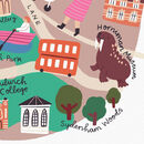 Dulwich Illustrated London Map By Lauren Radley | notonthehighstreet.com