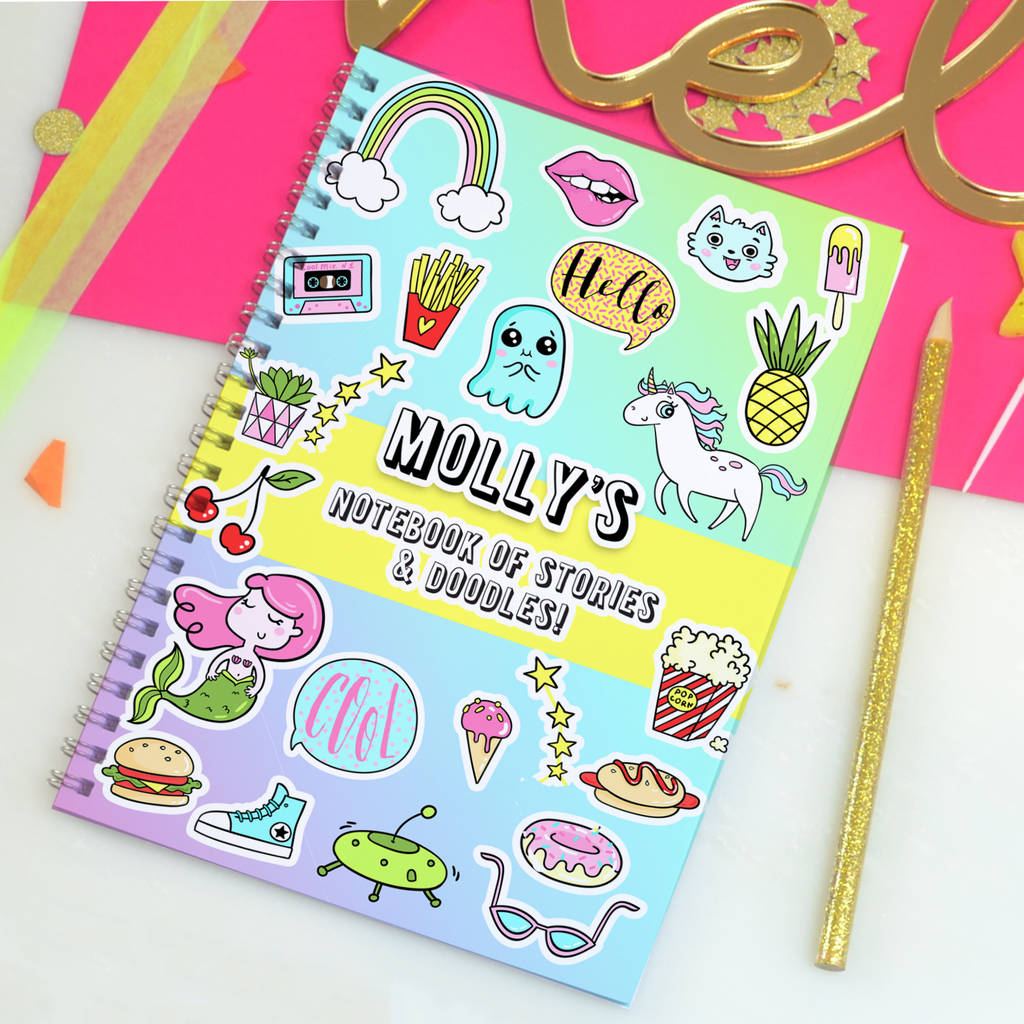 Personalised Children s Notebook cute 80 s By August Grace Personalised Children s Notebook cute 80 s By August Grace