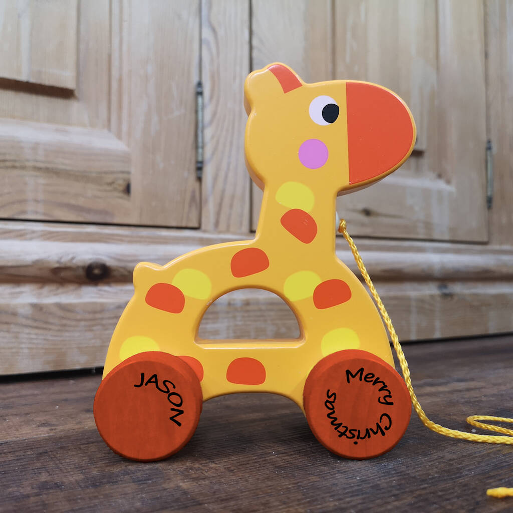 personalised wooden pull along giraffe by when i was a kid ...