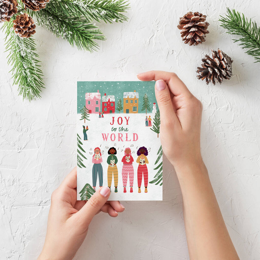 10 'Joy To The World' Christmas Carol Singers Cards By Flourish Paperworks
