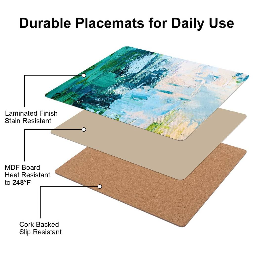 Set Of Four Abstract Painting Wooden Table Mats By Momentum