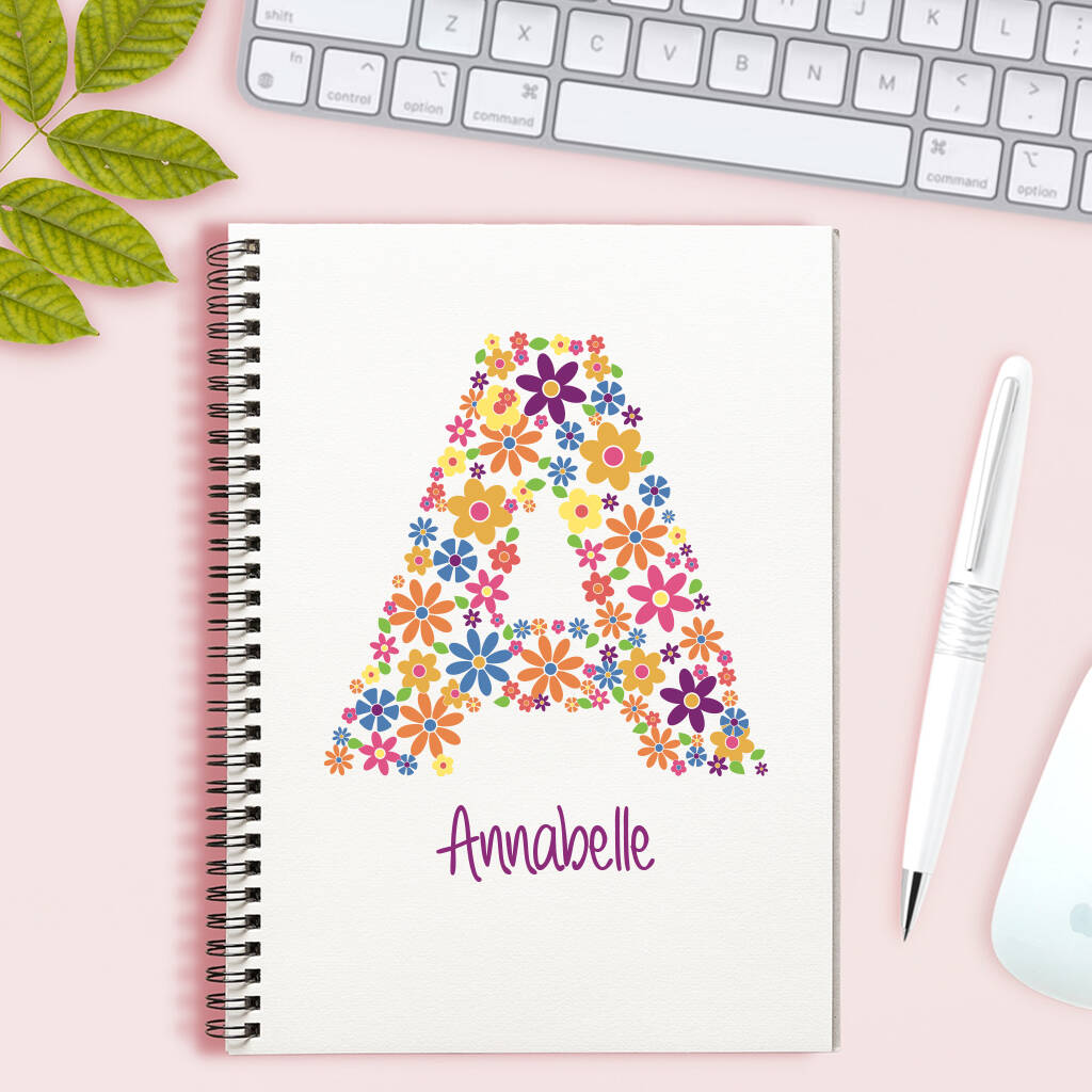Personalised Floral Initial Notebook By Andrea Fays