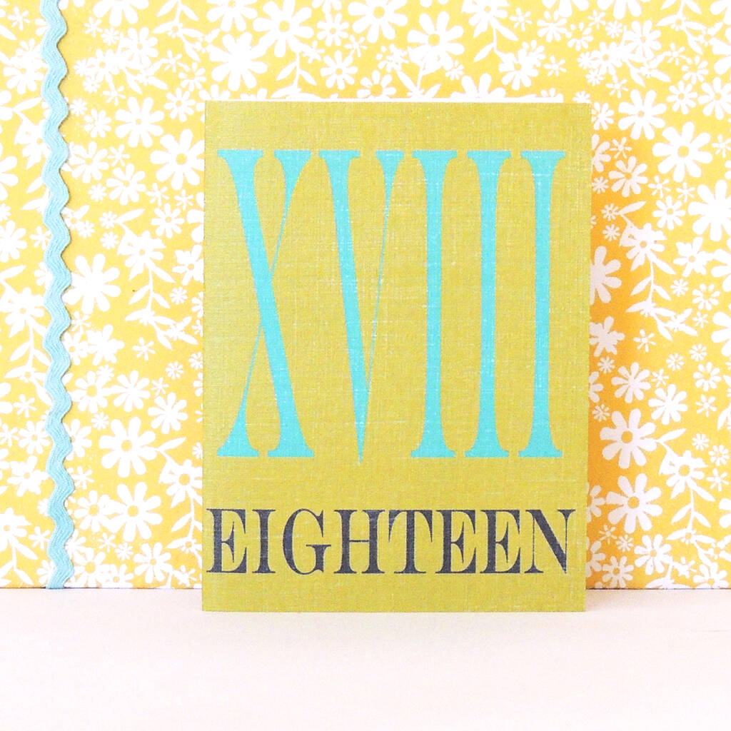 Mini Roman Numberals Eighteen Card By Kali Stileman Publishing ...