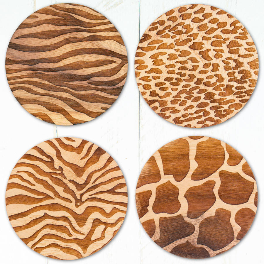 wood animal print coaster set by create gift love | notonthehighstreet.com