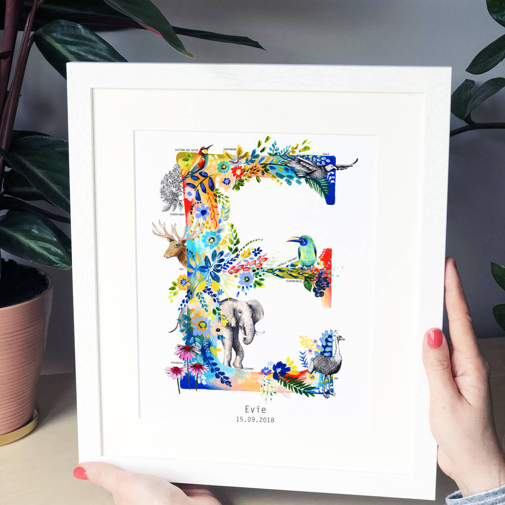 Personalised A To I Bright Wildlife Letter Print By Charlotte Jones ...