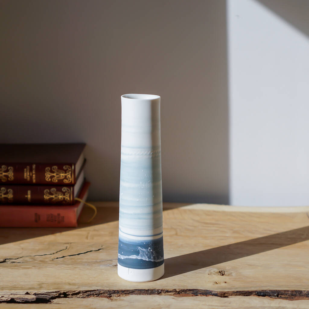 Handmade Seascape Porcelain Stem Vase By Steve Smith Ceramics ...