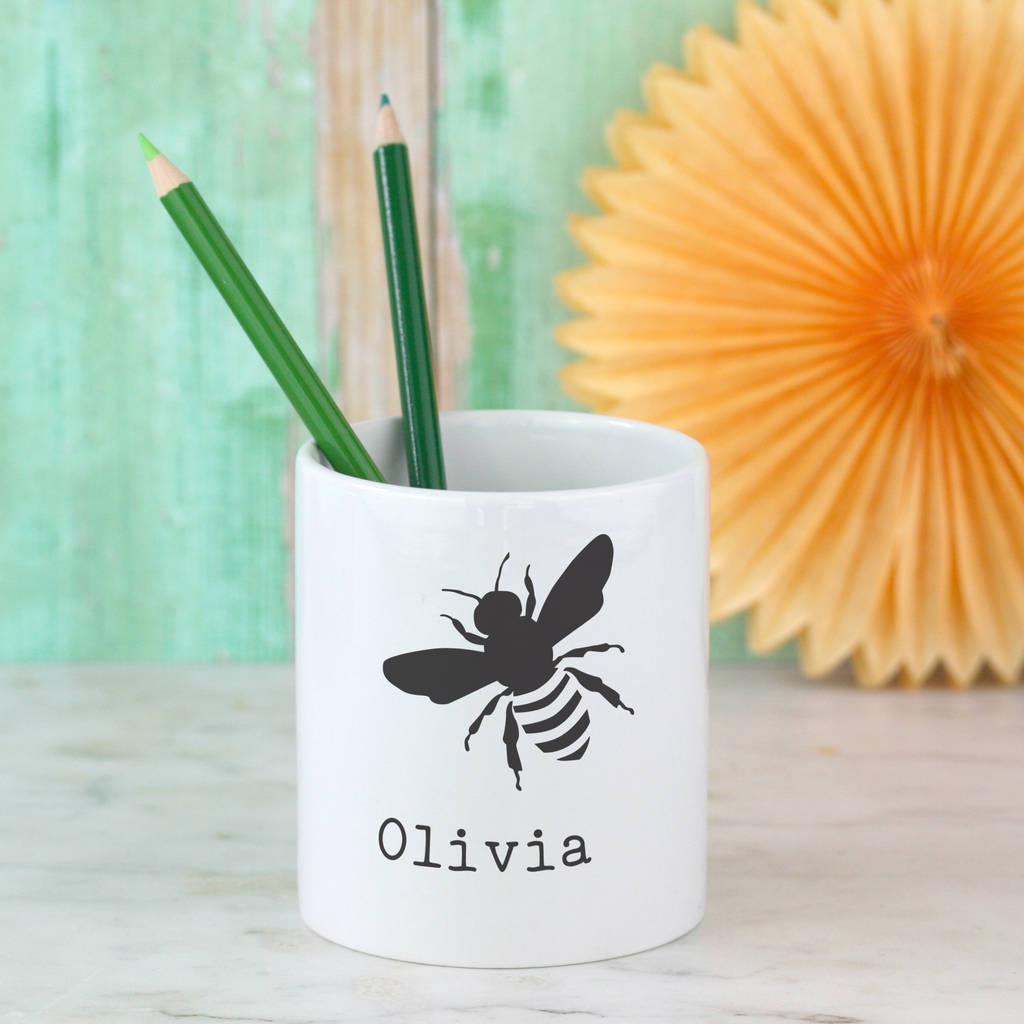 bumble bee personalised pen pot by so close | notonthehighstreet.com