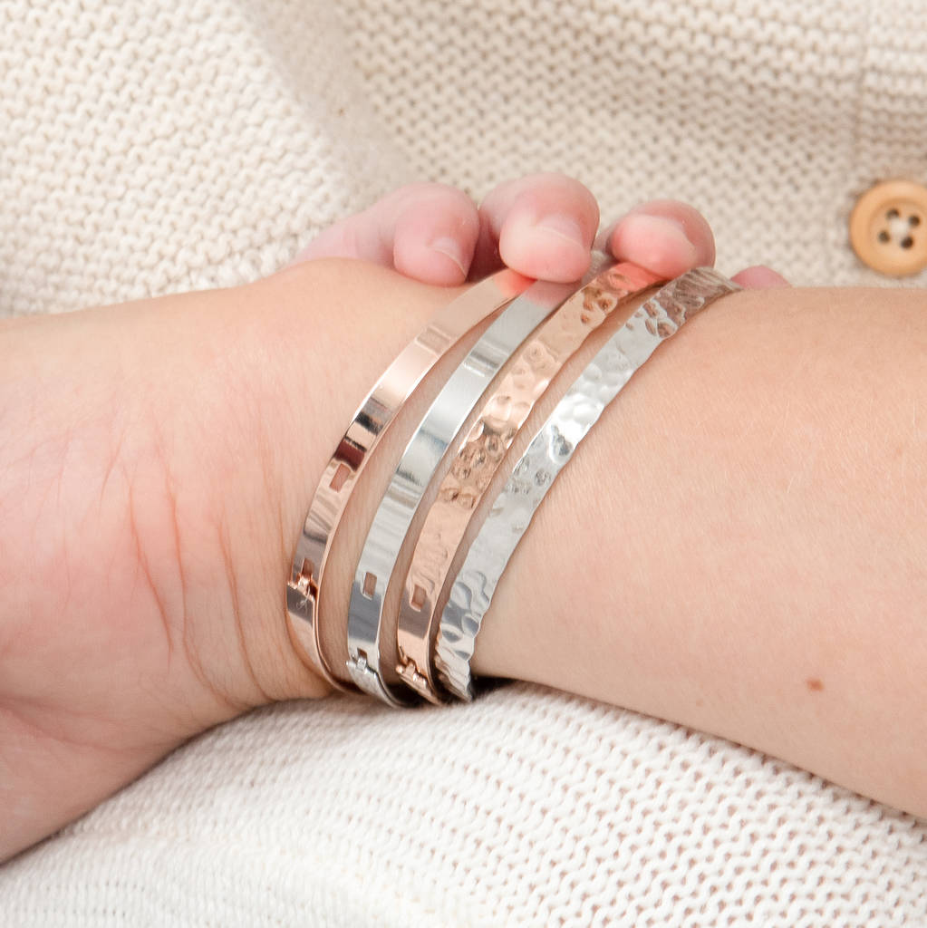 Personalised Hammered Flat Bangle By Merci Maman | notonthehighstreet.com