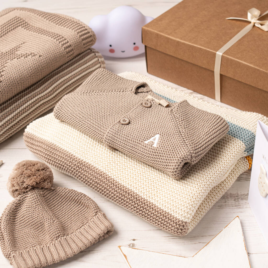 Unisex Ribbon Stripe Fudge Knitted Baby Gift Box By Toffee Moon ...