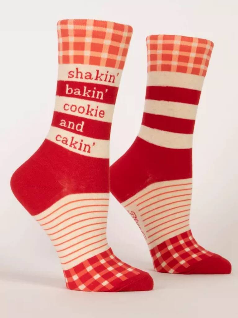 Ladies Red Gingham Shakin' Bakin' Baker Socks By Heliotique