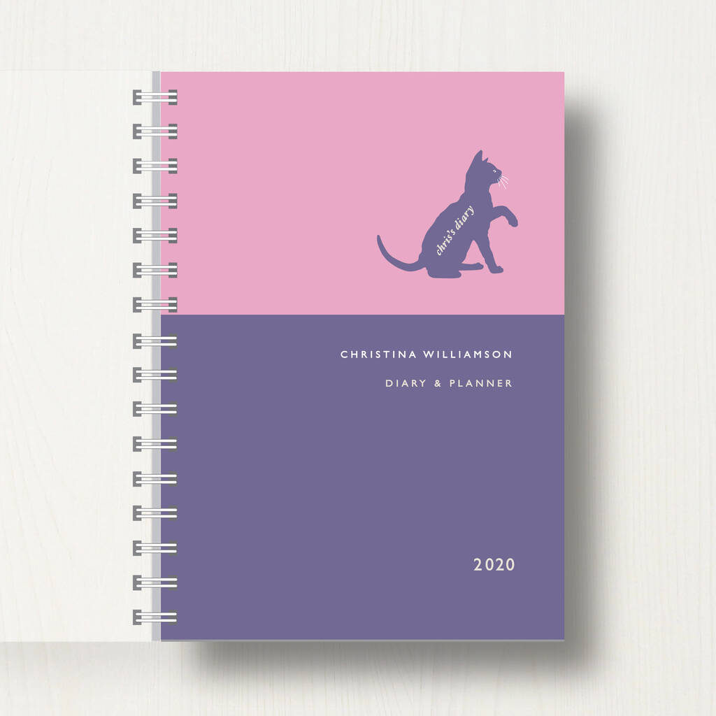 personalised 2020 diary for cat lovers by designed | notonthehighstreet.com