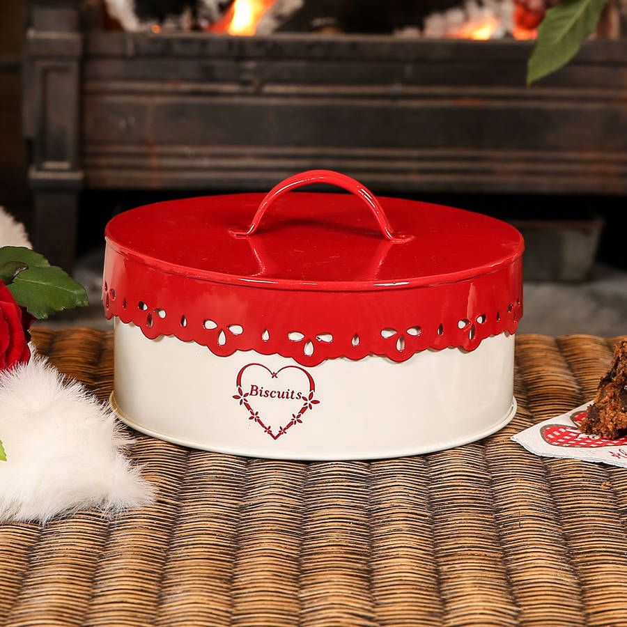 berry red and white biscuits tin by dibor | notonthehighstreet.com