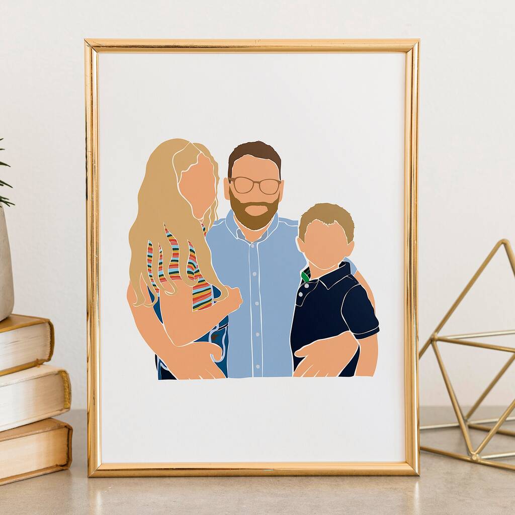 Personalised Family Portrait Illustration Print By Izzy & Pop ...