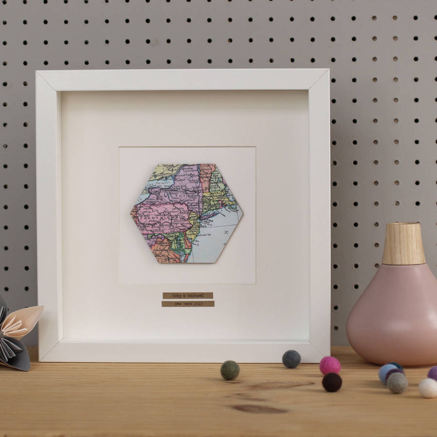 personalised geometric vintage map picture by posh totty designs ...