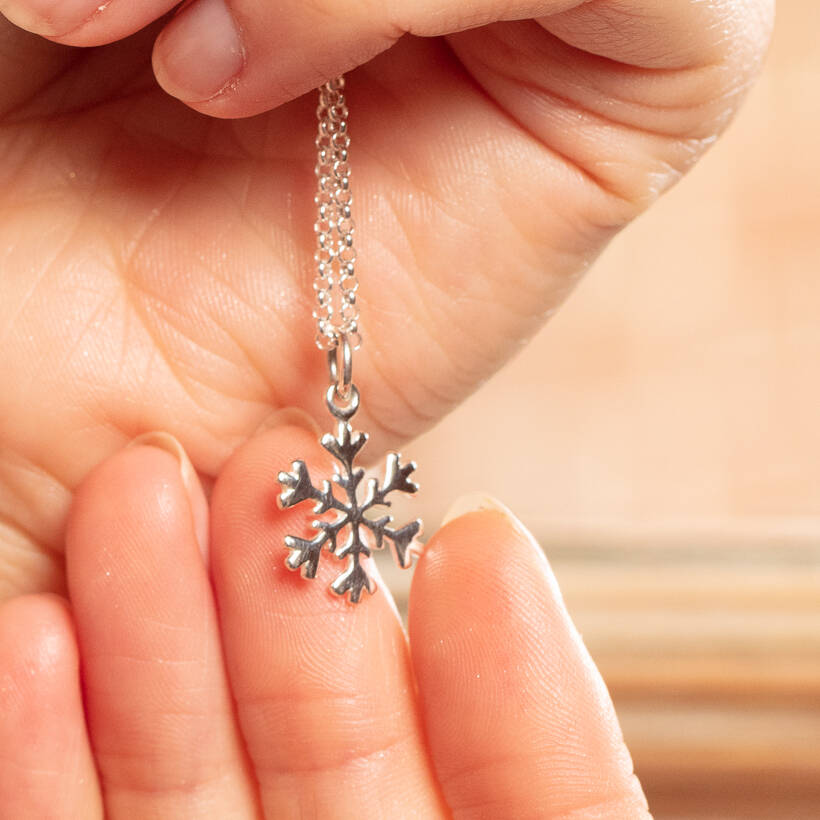 Snowflake Charm Necklace With Personalised Message Card By Lily Charmed ...