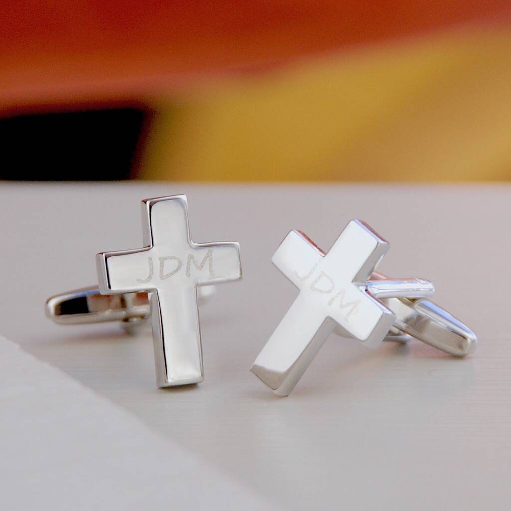 Personalised Silver Cross Cufflinks By Penelopetom | notonthehighstreet.com