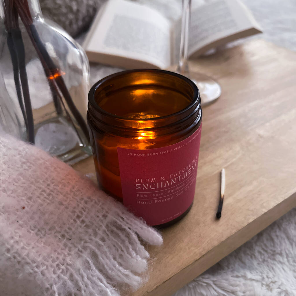 Plum And Patchouli Enchantment Valentine's Candle By By The Pines
