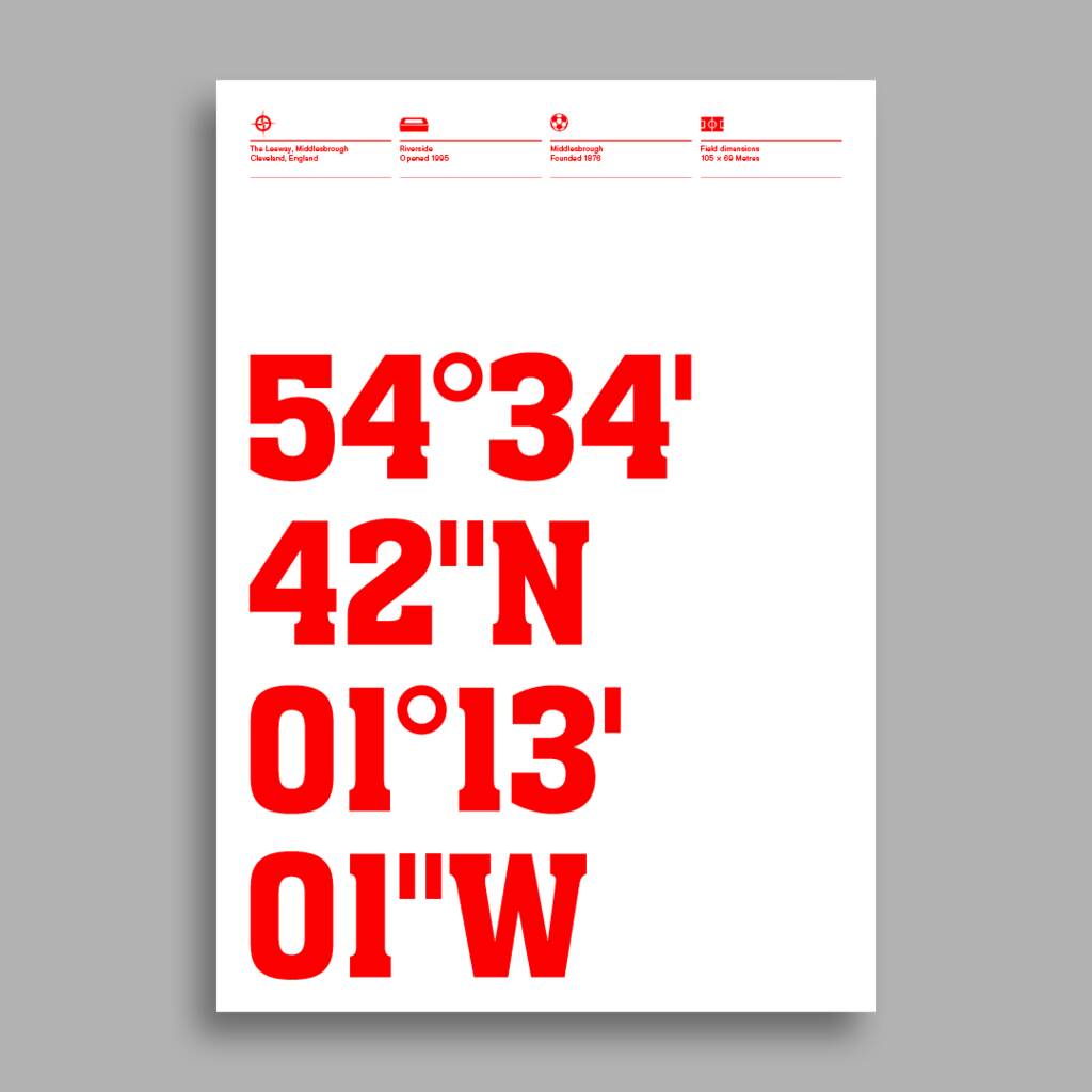 Middlesbrough Posters, Football Stadium Coordinates By Dinkit ...