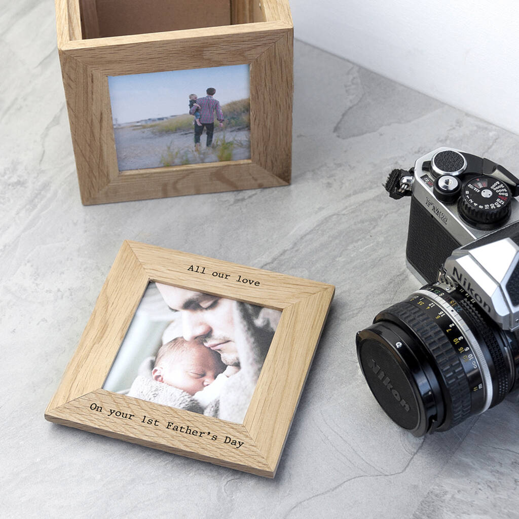 Dad's Personalised Oak Photo Cube Keepsake Box By JUNGLEY | notonthehighstreet.com