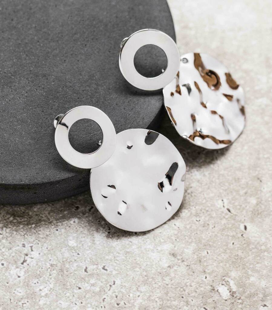 Shiny Hammered Disc Earrings By Brand X | notonthehighstreet.com
