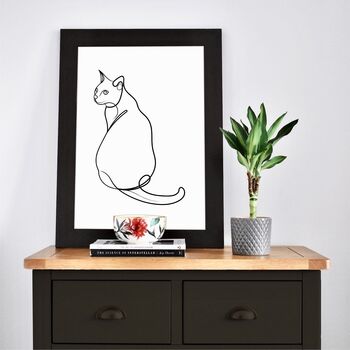Sitting Cat Line Drawing Print By Adam Regester Design ...