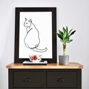Sitting Cat Line Drawing Print By Adam Regester Design ...