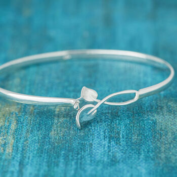 Leaf Sterling Silver Bangle For Small Wrist By Mon Bijoux Jewellery ...