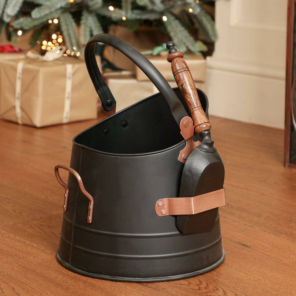 Copper Fireside Fuel Bucket With Shovel By Dibor | notonthehighstreet.com